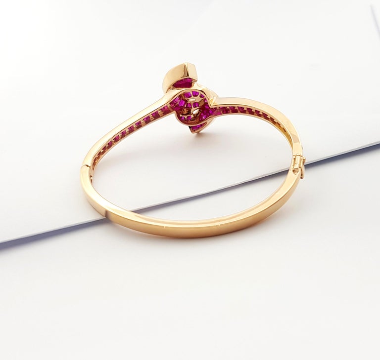 Ruby Bangle Set in 18k Rose Gold Settings For Sale at 1stDibs