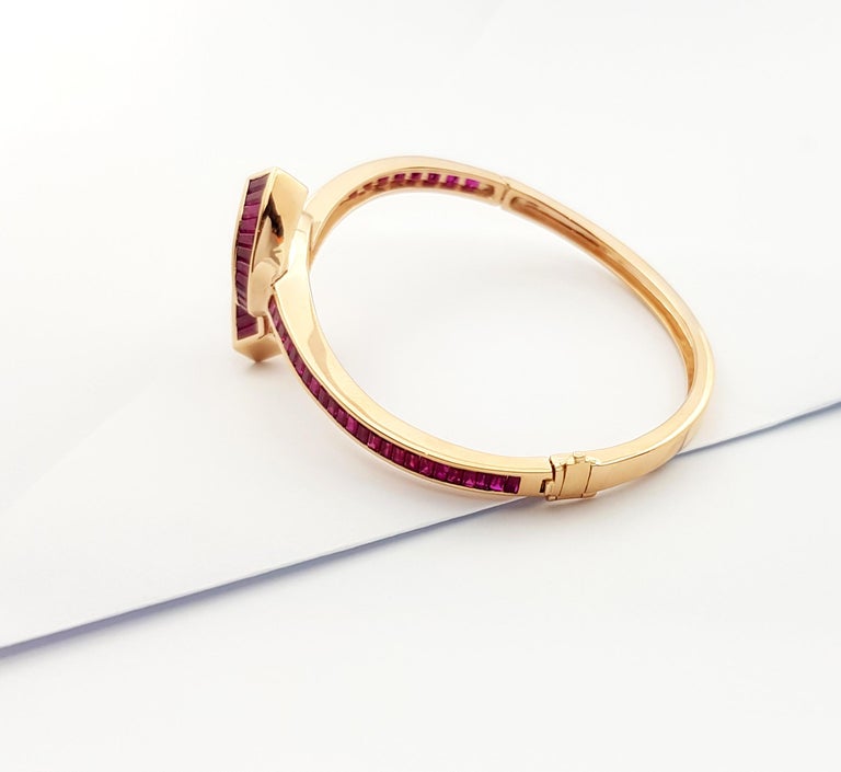Ruby Bangle Set in 18k Rose Gold Settings For Sale at 1stDibs