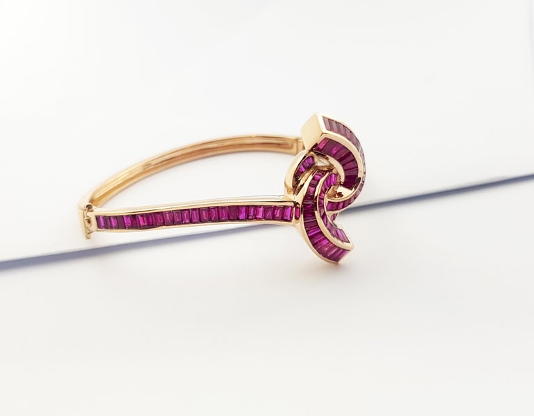 Ruby Bangle Set in 18k Rose Gold Settings For Sale at 1stDibs