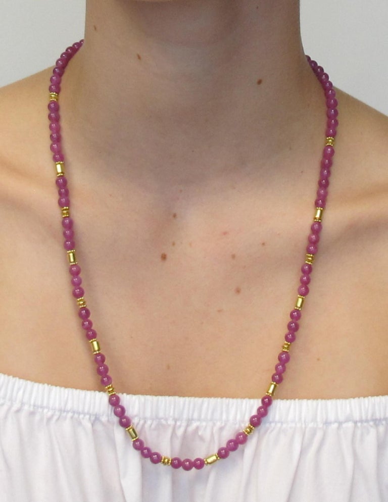 Ruby Beaded Necklace at 1stDibs | ruby bead necklace, ruby beads necklace