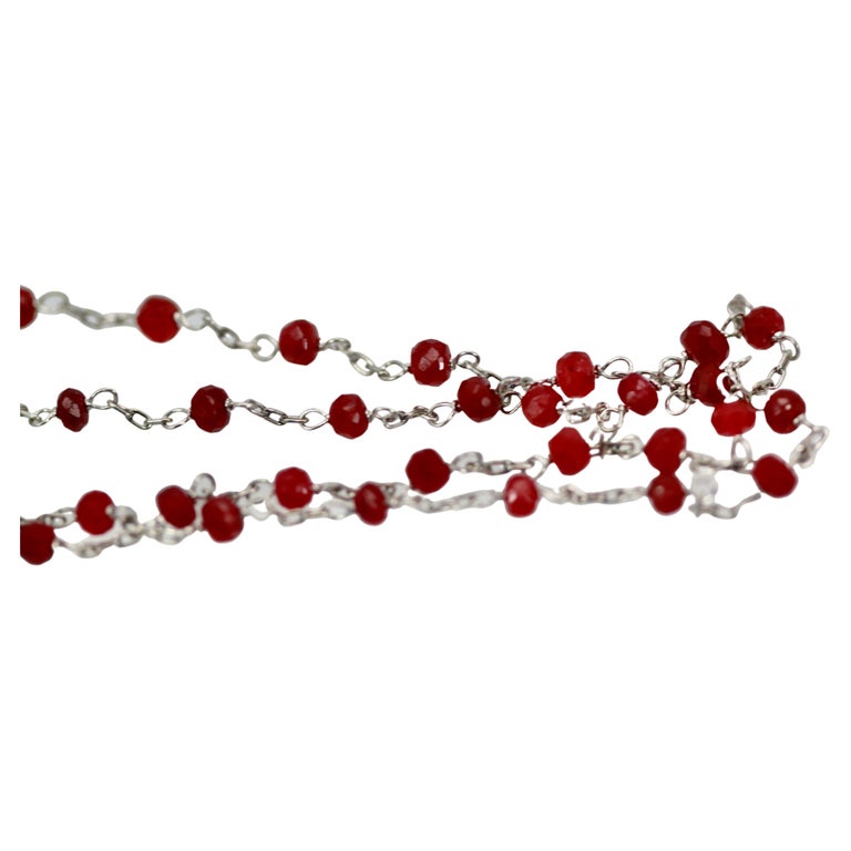 Ruby Beads on a Platinum Chain at 1stDibs