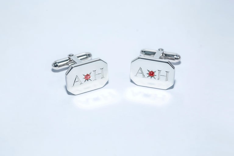 Ruby Bespoke Sterling Silver Rectangular Engraved Modern Classic ...