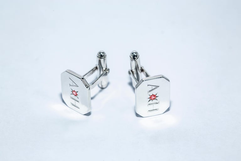 Ruby Bespoke Sterling Silver Rectangular Engraved Modern Classic ...