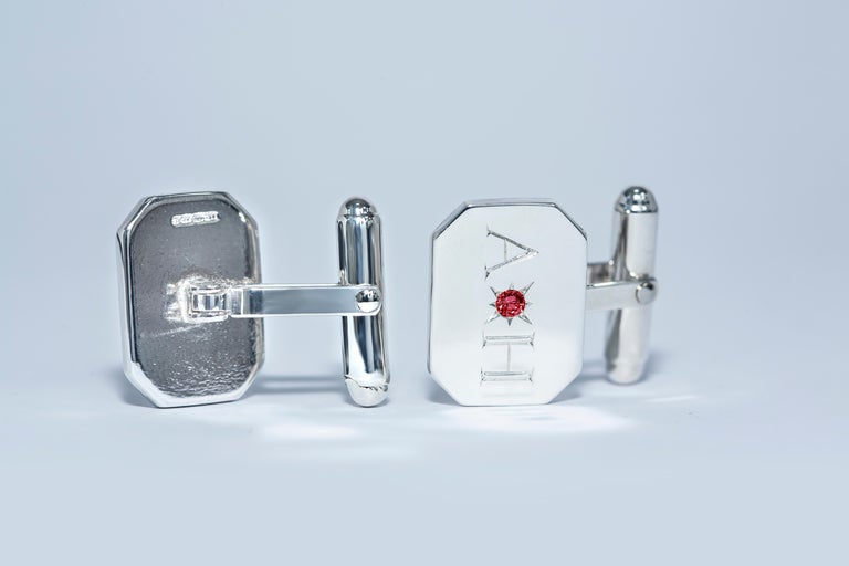 Ruby Bespoke Sterling Silver Rectangular Engraved Modern Classic ...