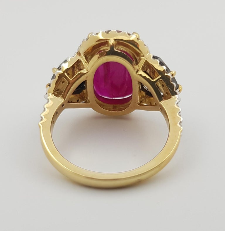 Ruby, Black Diamond with Diamond Ring Set in 18 Karat Gold Settings at ...