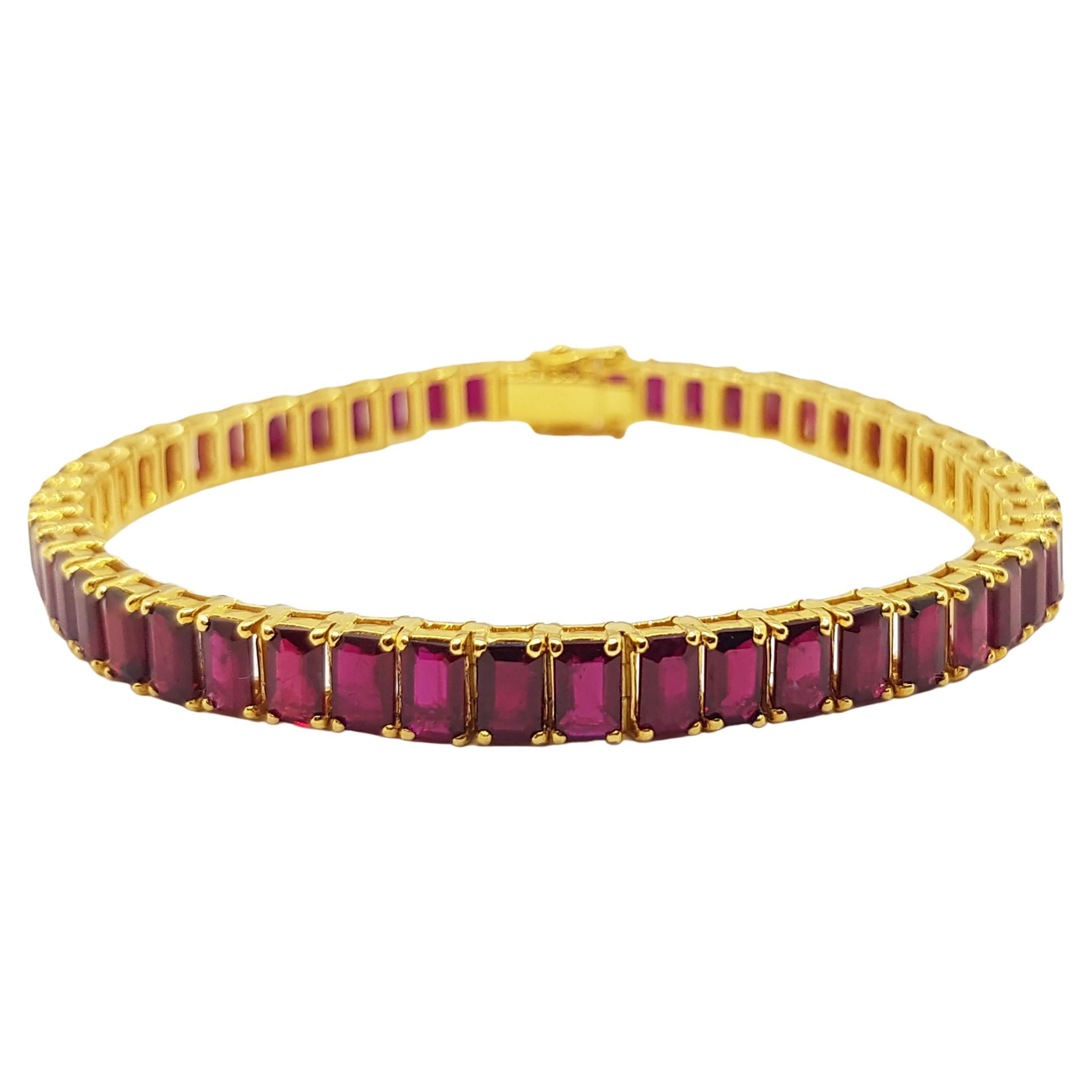 Baguette Ruby Bracelet set in 18 Karat White Gold Settings For Sale at ...