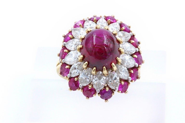 Cabochon Ruby and Diamond Cocktail Ring For Sale at 1stDibs | cabochon ...