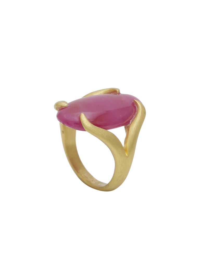 Ruby Cabochon Statement Claws Ring Handcrafted in 22k Matte Finish ...