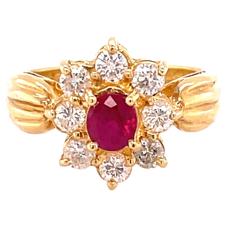 Very Fine Ruby Ring With Diamonds 1.50 Carats Total For Sale at 1stDibs