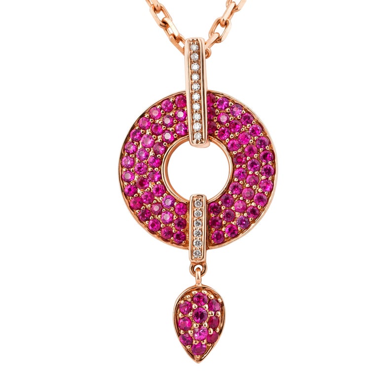 Ruby Cocktail Pendant in 14 Karat Rose Gold For Sale at 1stDibs