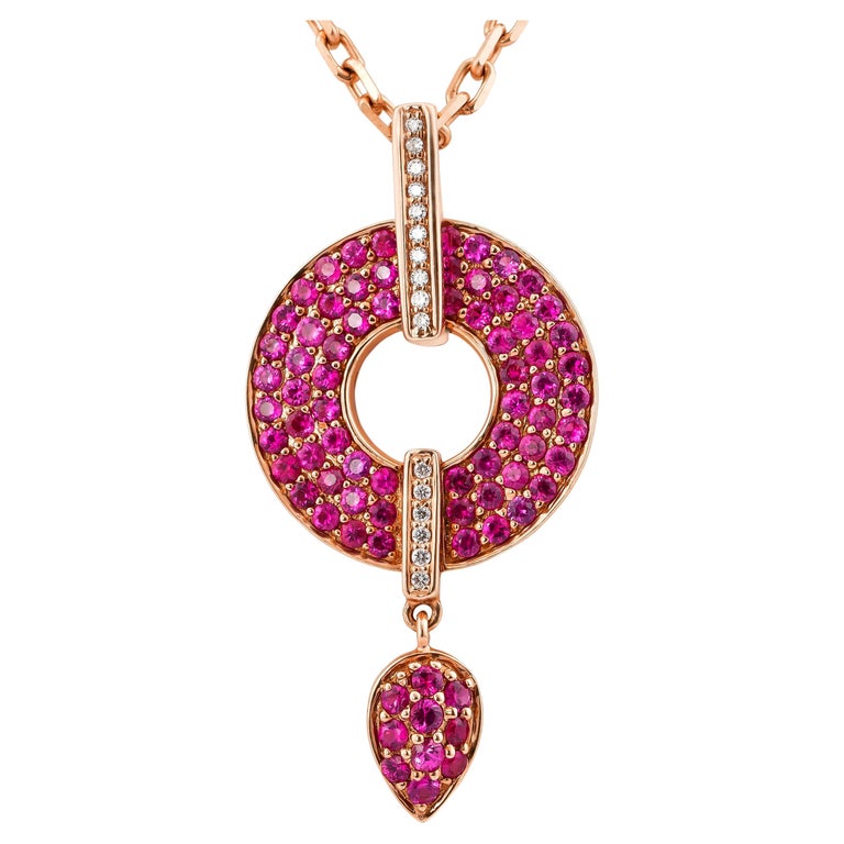 Ruby Cocktail Pendant in 14 Karat Rose Gold For Sale at 1stDibs