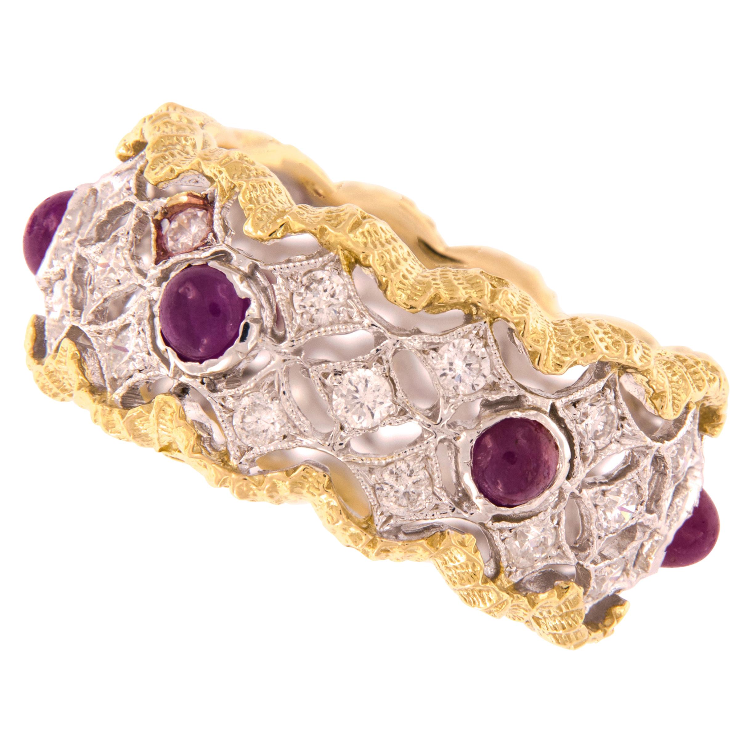 Tiffany and Co. Ruby Diamond Gold Ring at 1stDibs