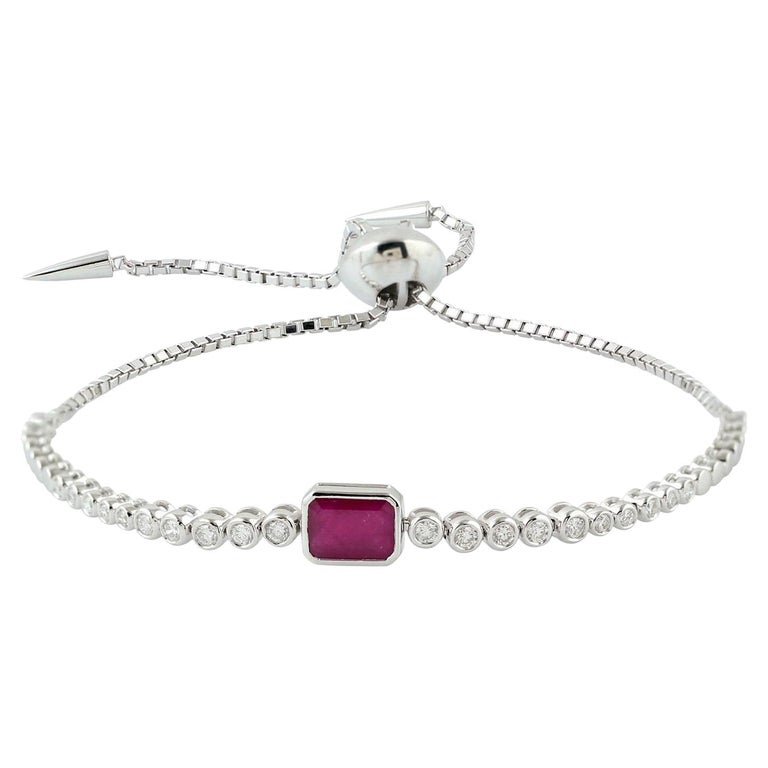 Ruby Diamond 18 Karat Gold Slider Tennis Bracelet For Sale At 1stdibs