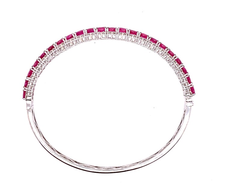 Ruby Diamond Bangle Bracelet 10.80ct 18K White Gold at 1stDibs
