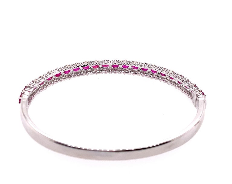 Ruby Diamond Bangle Bracelet 10.80ct 18K White Gold at 1stDibs