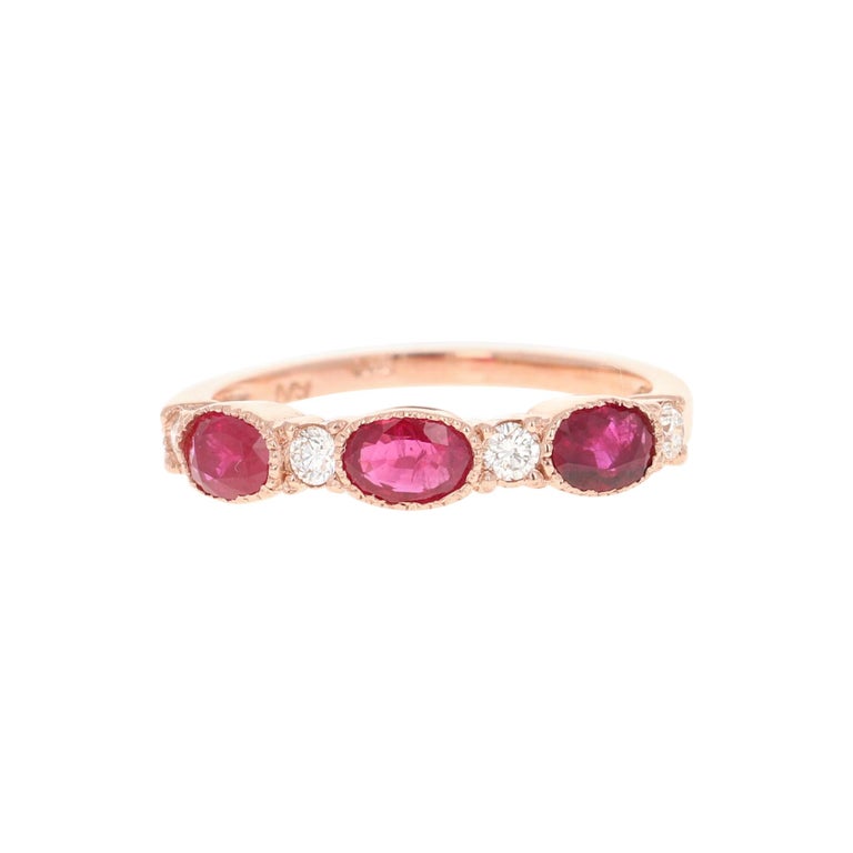 Ruby Diamond Bridal Rose Gold Band For Sale at 1stDibs