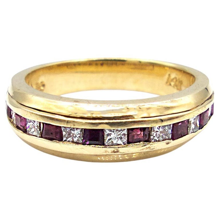 Ruby Diamond Channel Set Ring For Sale at 1stDibs