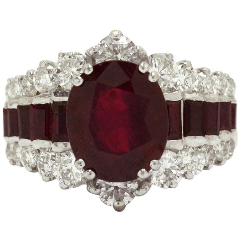 Ruby Diamond Cocktail Ring Large Wide Band Over 7 Carat Vintage Estate ...