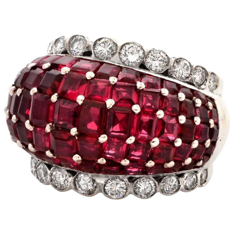 Ruby Diamond Dome Ring at 1stDibs