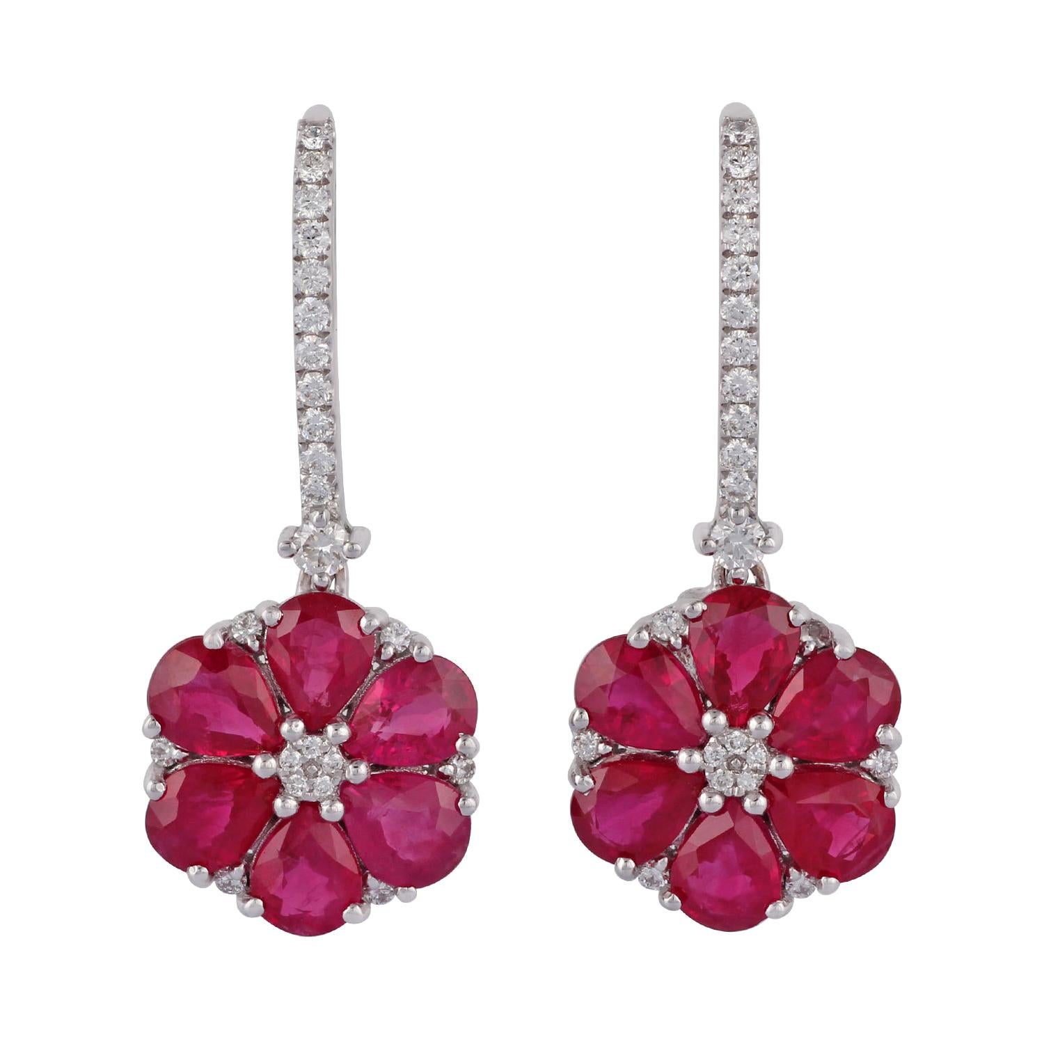 Ruby Diamond Earring in 18 Karat White Gold at 1stDibs