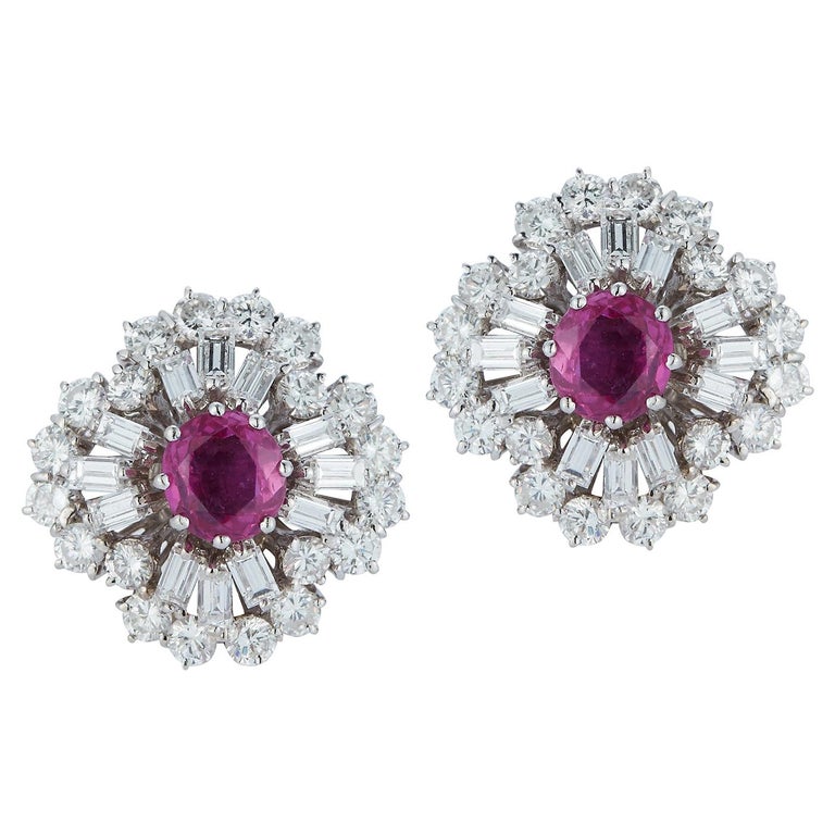 Ruby and Diamond Earrings For Sale at 1stDibs