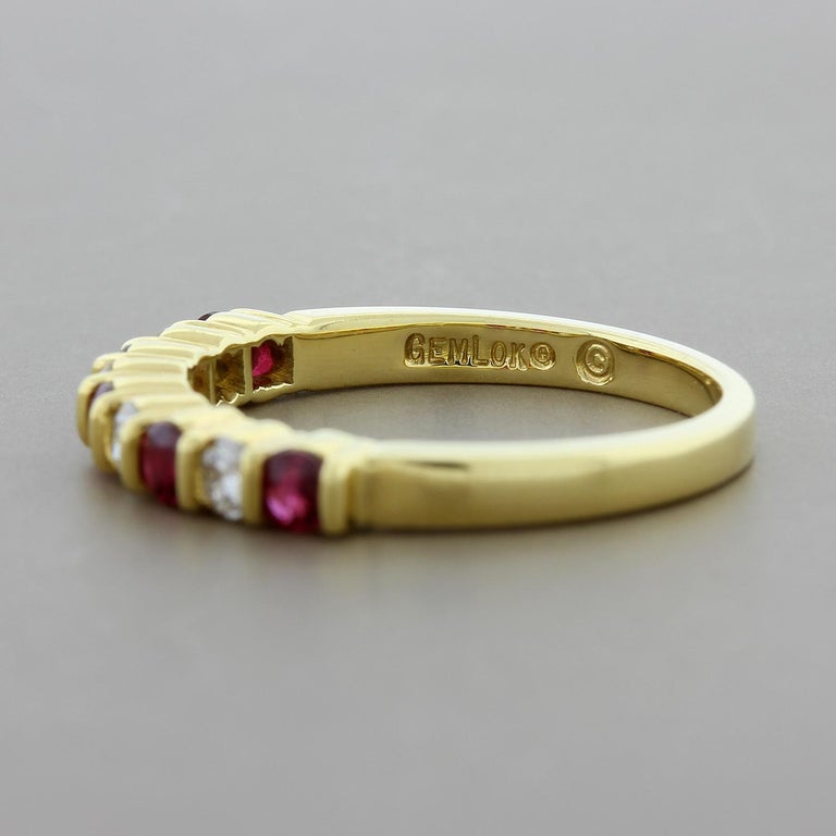 Gemlok Ruby Diamond Gold Band Ring For Sale at 1stDibs