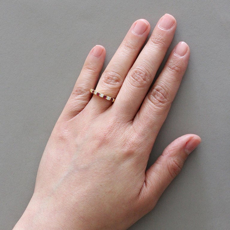 Gemlok Ruby Diamond Gold Band Ring For Sale at 1stDibs