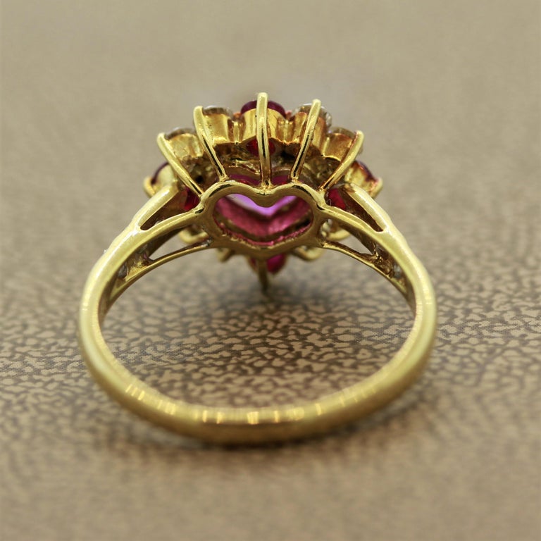 Ruby Diamond Gold Heart Ring at 1stDibs