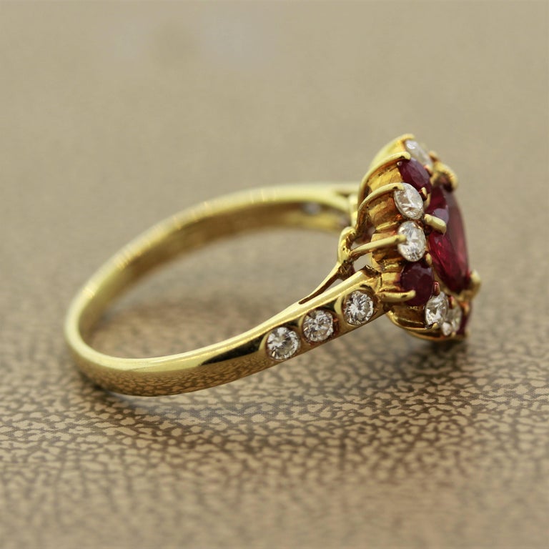 Ruby Diamond Gold Heart Ring at 1stDibs