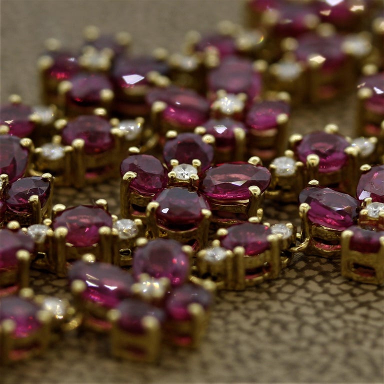 Ruby Diamond Gold Long Necklace For Sale at 1stDibs