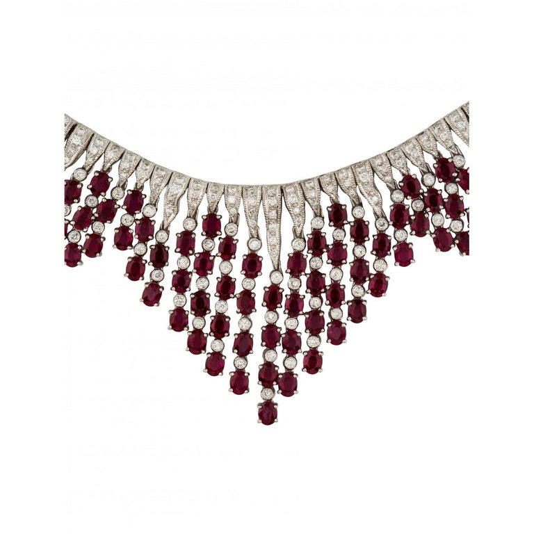 Ruby Diamond Gold Necklace at 1stDibs