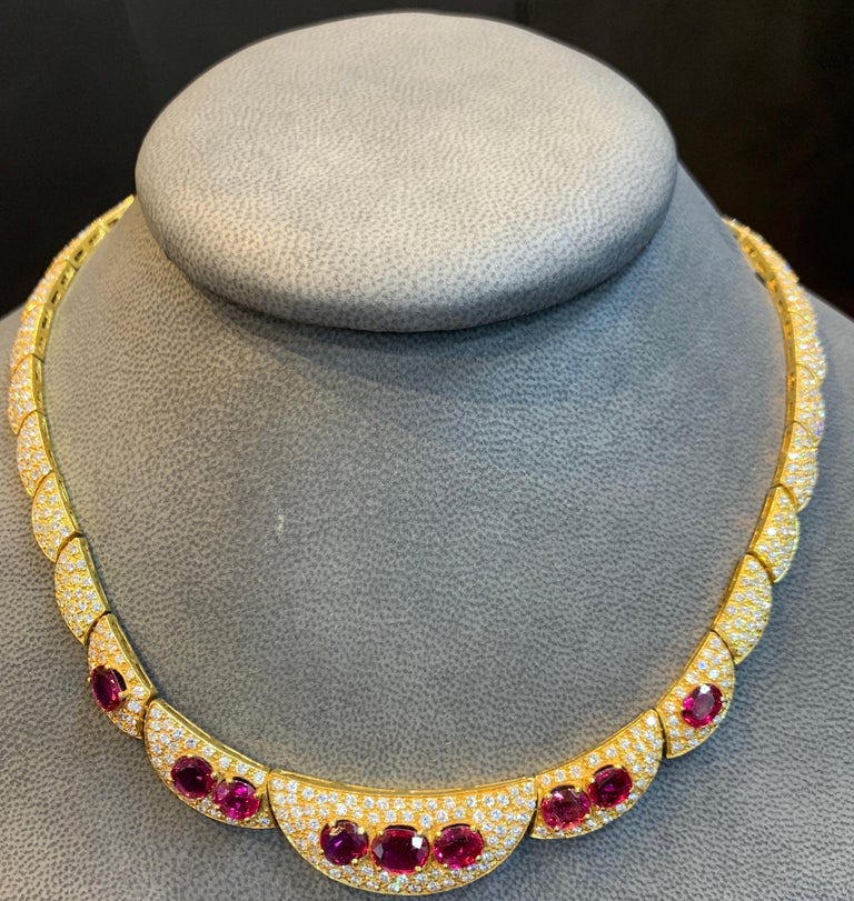 Ruby and Diamond Gold Necklace For Sale at 1stDibs