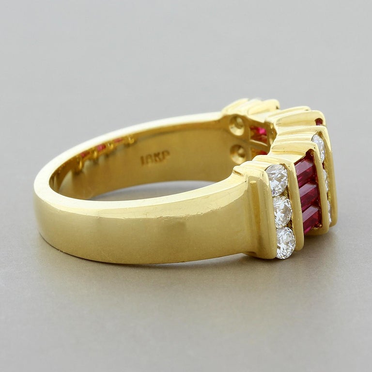 Gemlok Ruby Diamond Gold Band Ring For Sale at 1stDibs