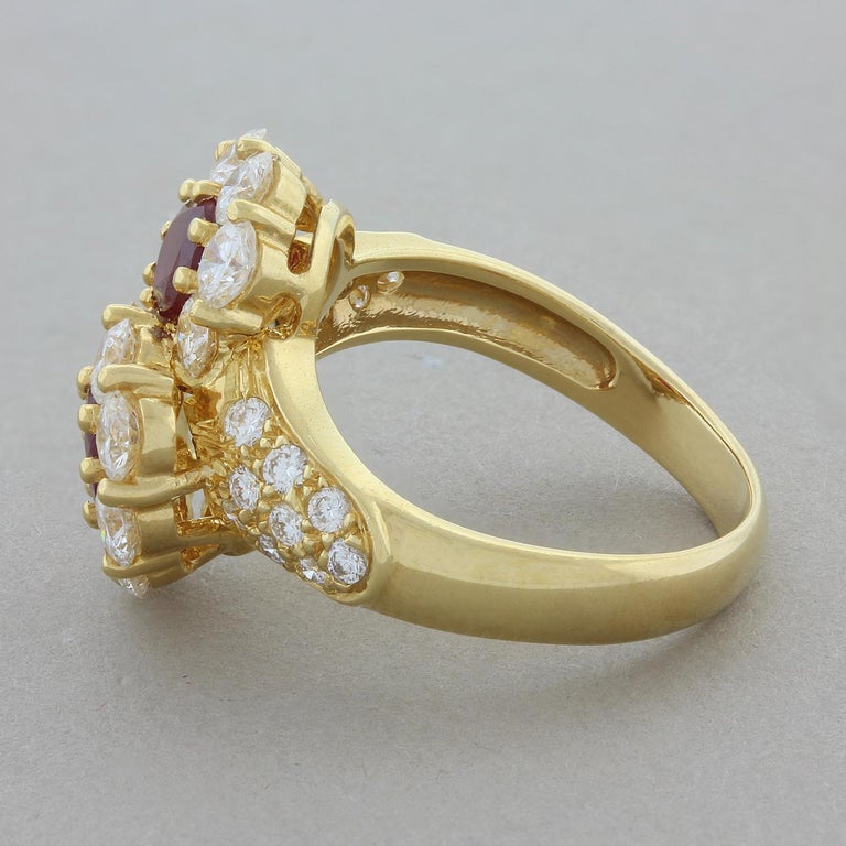 Ruby Diamond Gold Twin Ring For Sale at 1stDibs