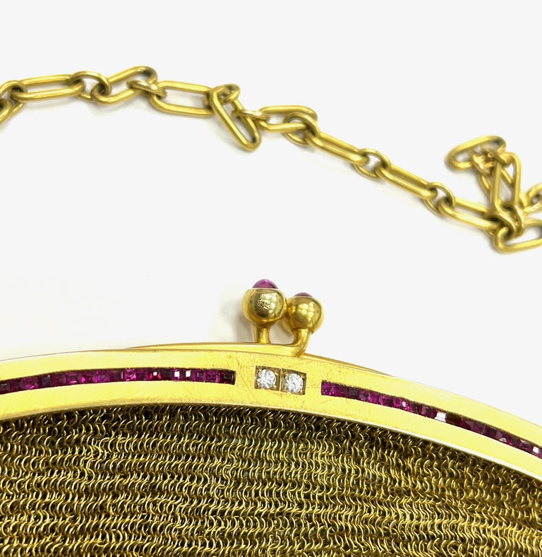 Ruby Diamond Mesh Gold Purse For Sale at 1stDibs