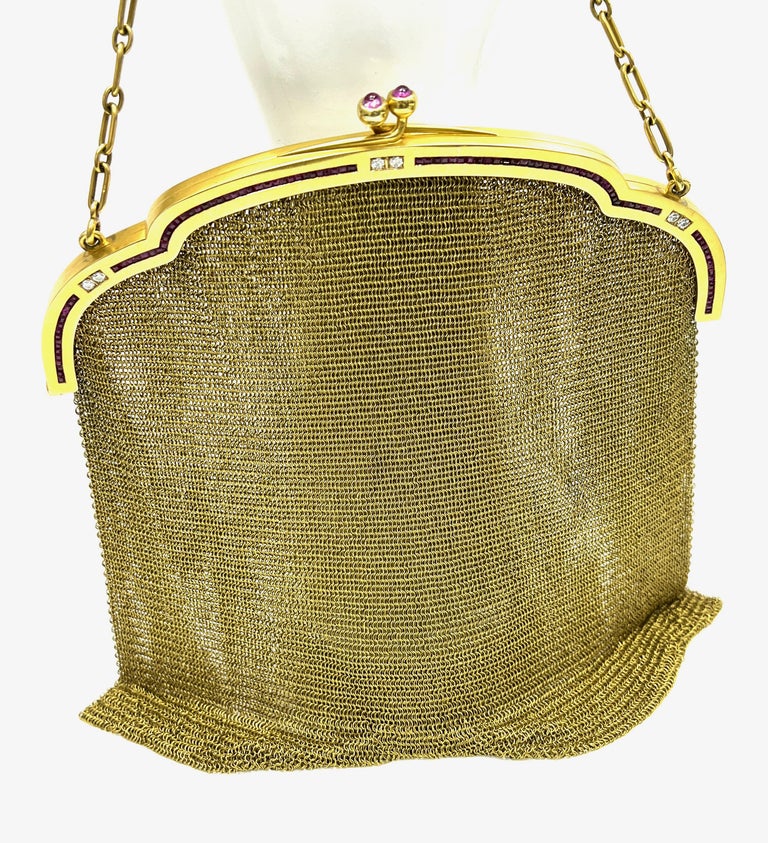 Ruby Diamond Mesh Gold Purse For Sale at 1stDibs
