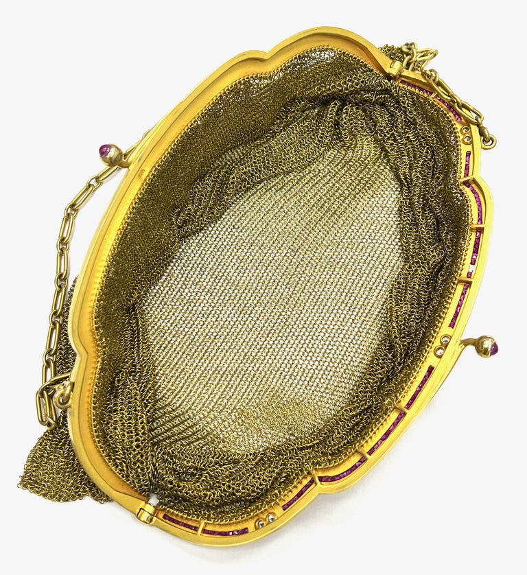Ruby Diamond Mesh Gold Purse For Sale at 1stDibs