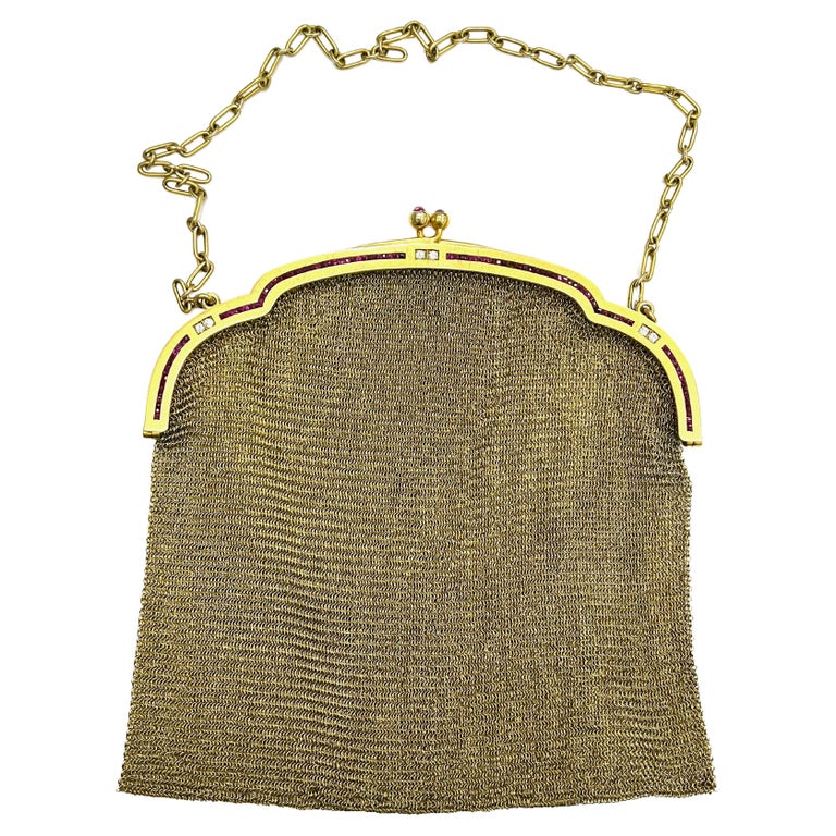 Ruby Diamond Mesh Gold Purse For Sale at 1stDibs