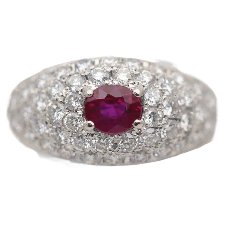 Ruby Diamond Pave Platinum Ring For Sale at 1stDibs