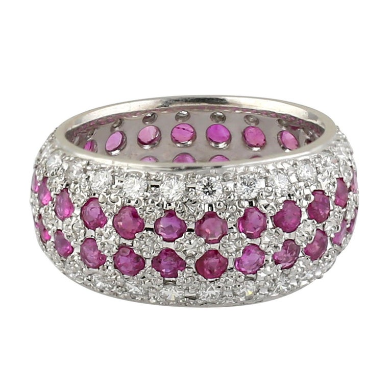 Customizable Ruby Diamond Platinum Band Ring For Sale at 1stDibs