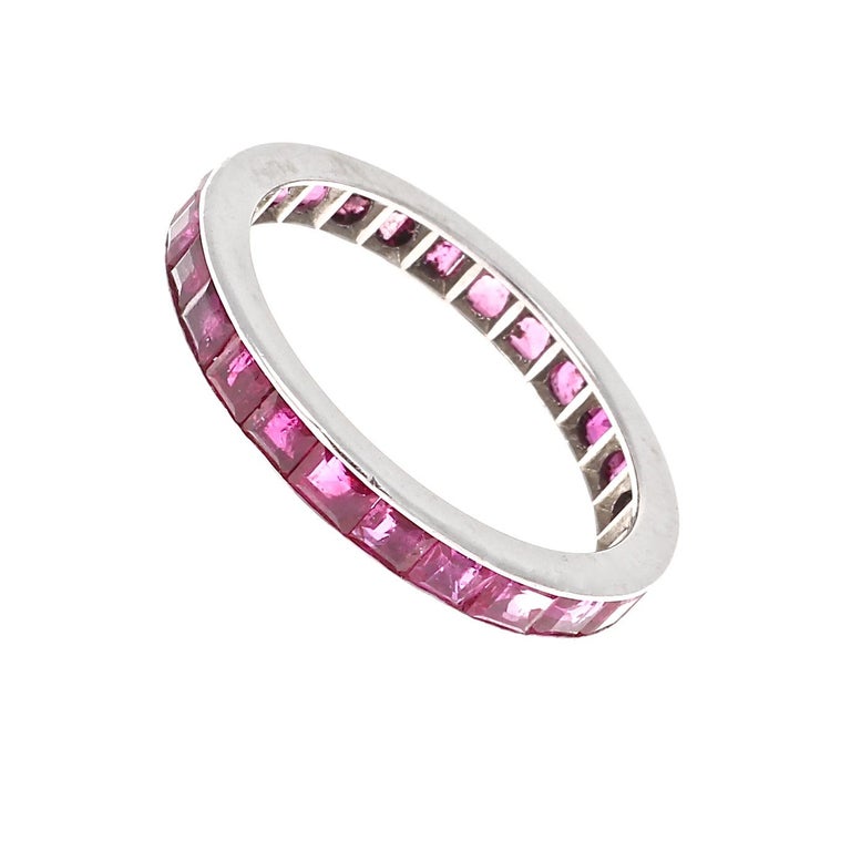 Ruby Diamond Platinum Eternity Ring at 1stDibs