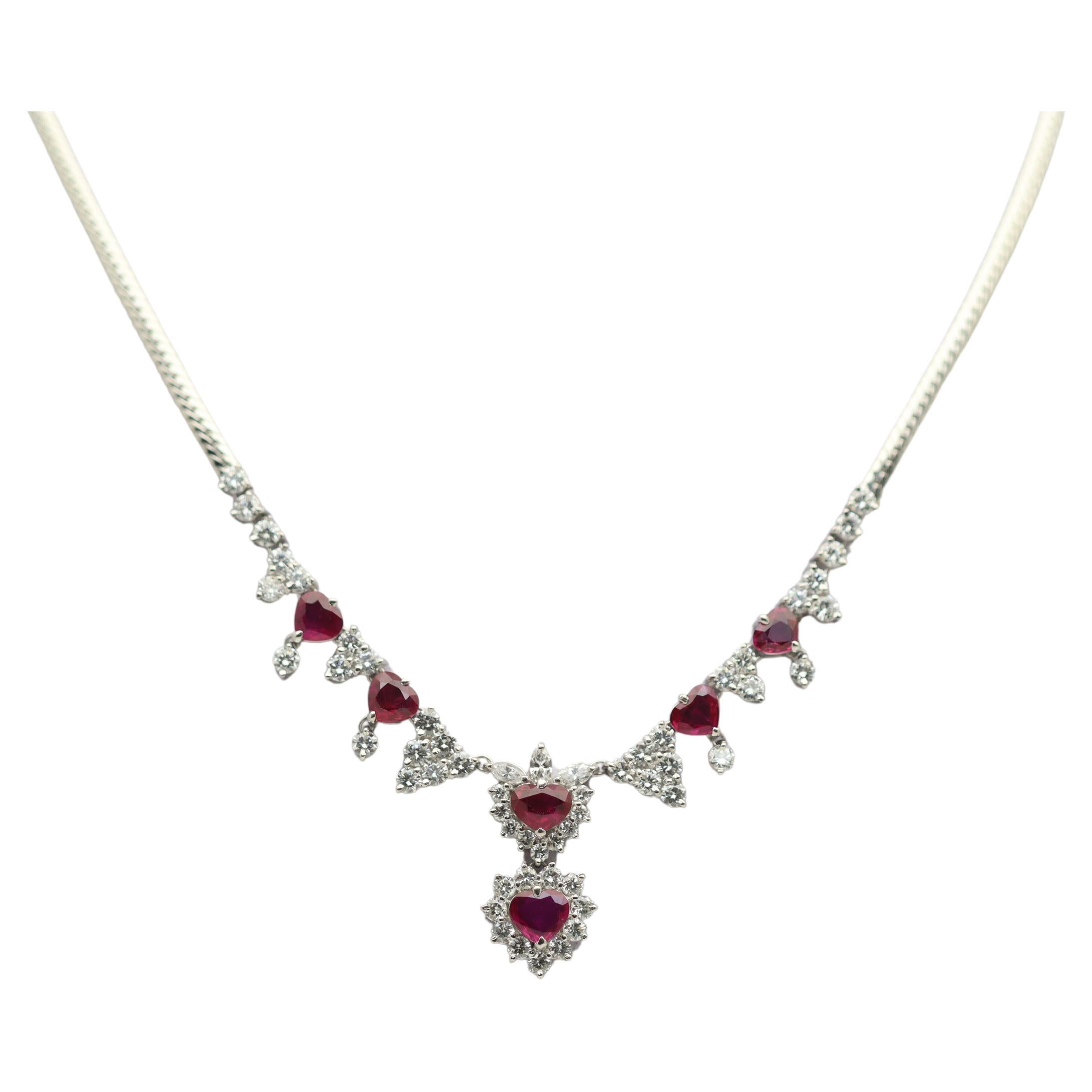 Ruby Diamond Gold Drop Necklace For Sale at 1stDibs | ruby drops ...