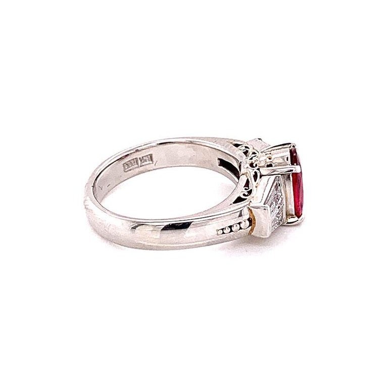 Ruby Diamond Platinum Ring For Sale at 1stDibs