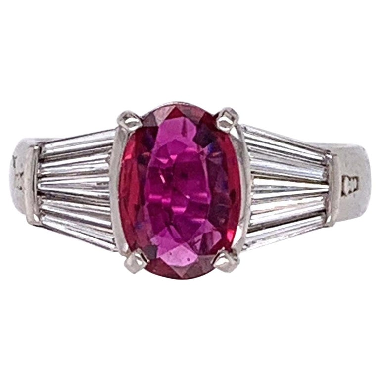 Ruby Diamond Platinum Ring For Sale at 1stDibs