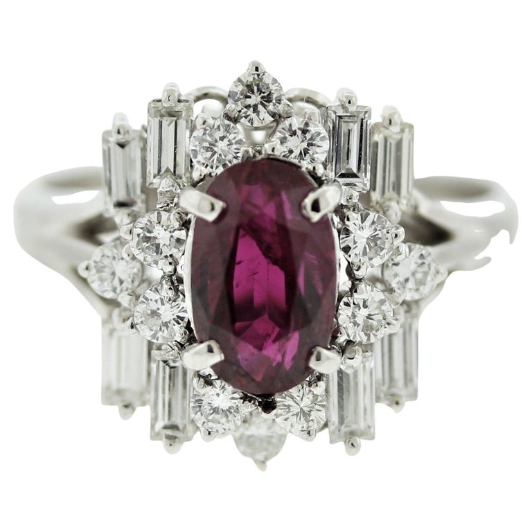 Ruby Diamond Platinum Ring For Sale at 1stDibs