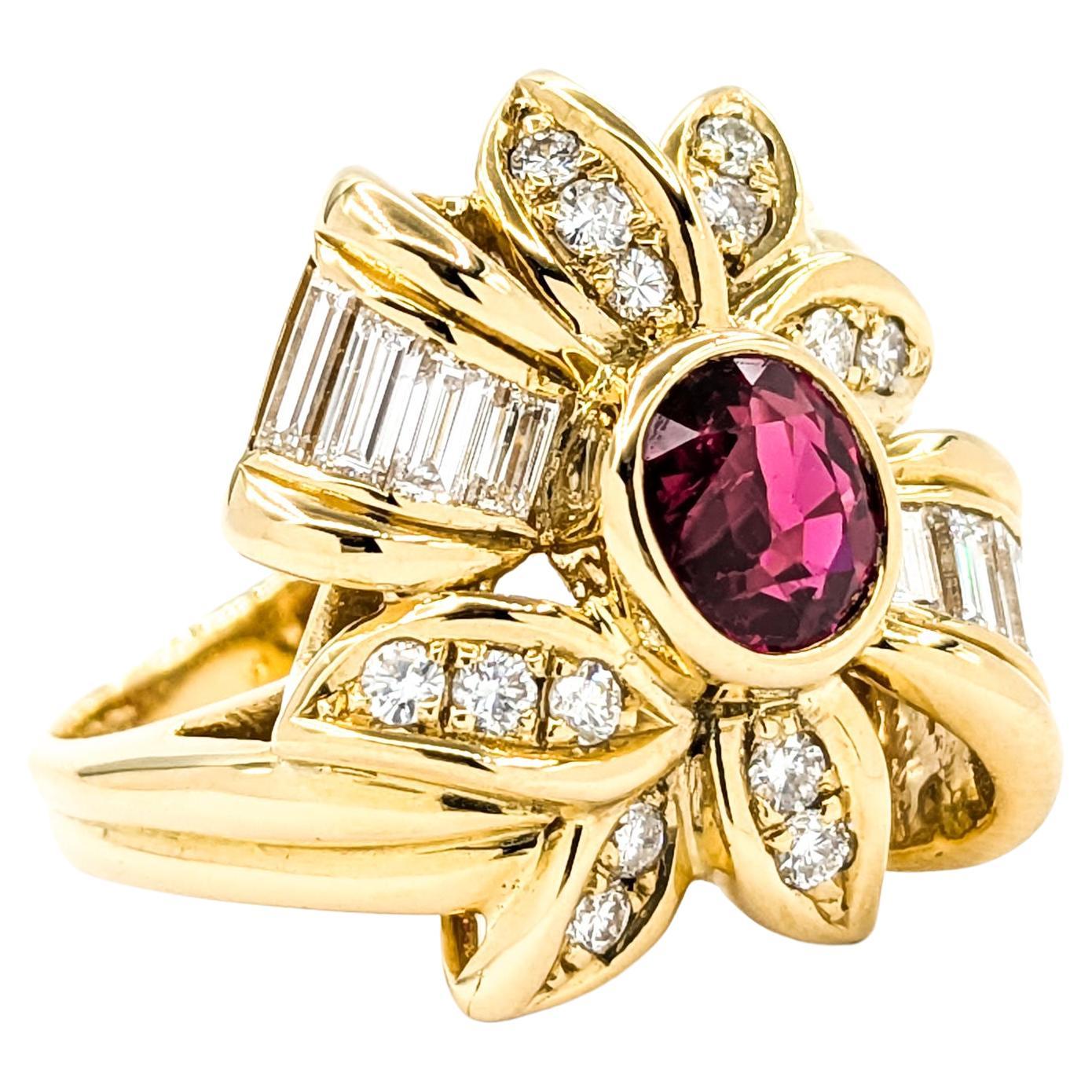 18KT Gold, Aquamarine and Ruby Ring at 1stDibs | aquamarine and ruby ring