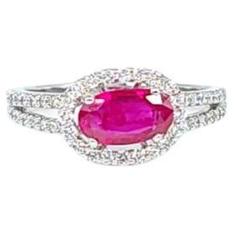 Ruby Diamond Ring 18 Karat White Gold Cocktail Ring Natural Untreated ...