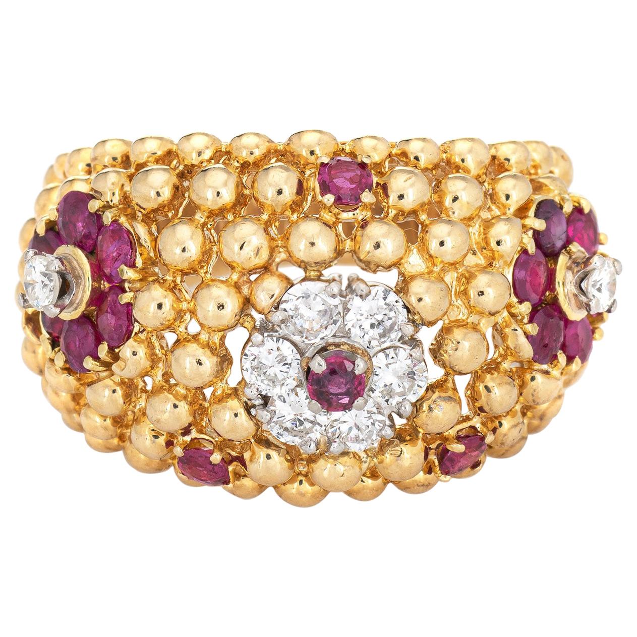 Multicolored Gemstone Domed Band Ring at 1stDibs