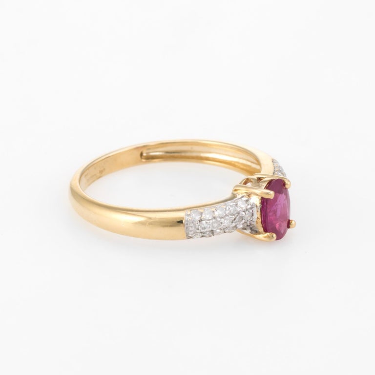 Ruby Diamond Stacking Ring Vintage 14 Karat Yellow Gold Estate Fine ...