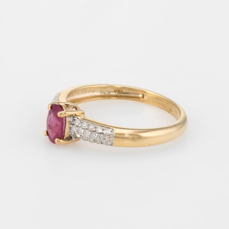 Ruby Diamond Stacking Ring Vintage 14 Karat Yellow Gold Estate Fine ...